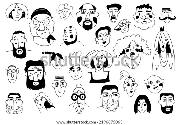 Different Cartoon Faces Characters Stock Vector (Royalty Free ...