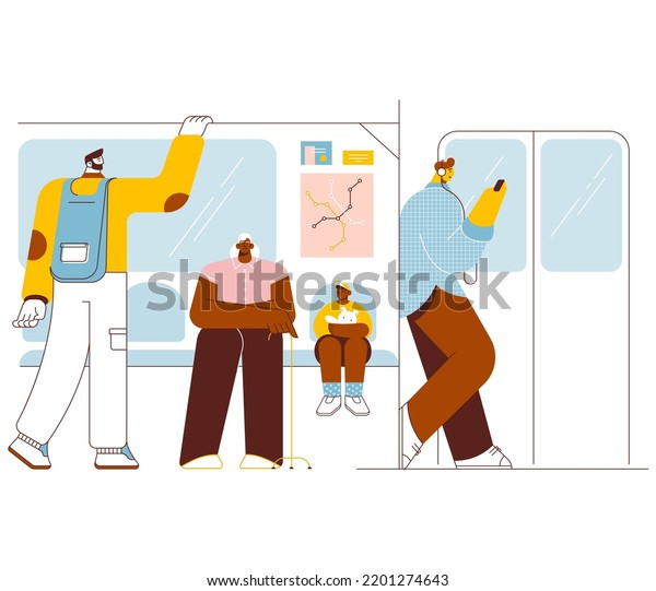 Different Cartoon People Go By Public Stock Vector (Royalty Free ...
