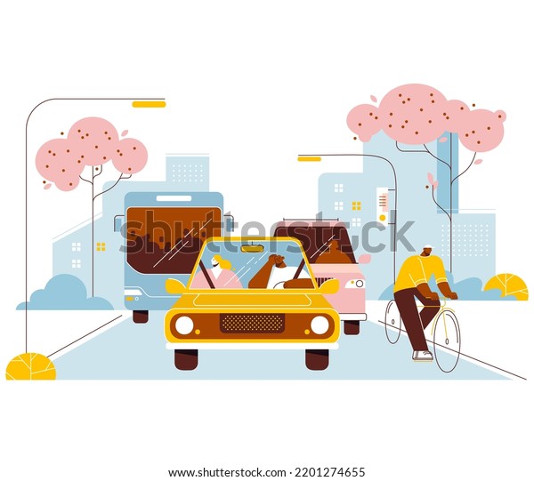 Different Cartoon People Go By Public Stock Vector (Royalty Free ...