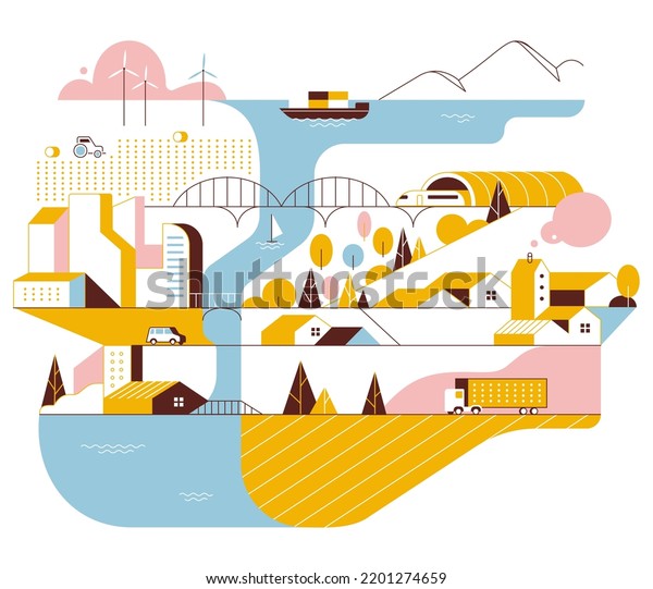 Different Cartoon People Go By Public Stock Vector (Royalty Free ...