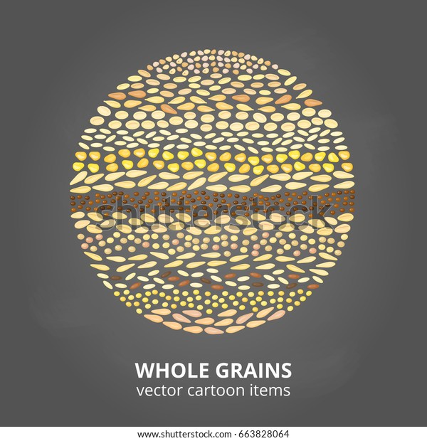 Different Cartoon Whole Cereal Grains Composed Stock Vector (Royalty ...