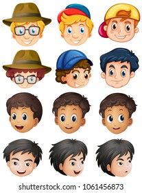 Different Characters Boys Big Smile Illustration Stock Vector (Royalty ...