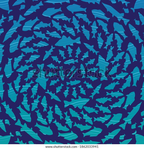 Different Circle Swimming Fish Shapes Pattern Stock Vector (Royalty ...