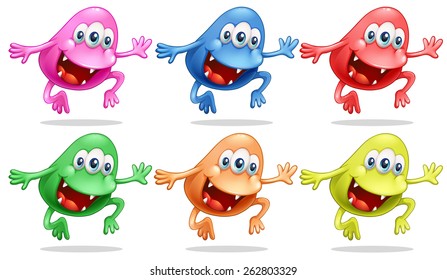 Different Color Monsters Jumping Stock Vector (Royalty Free) 262803329 ...