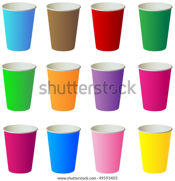 Different Color Paper Cups Isolated On Stock Vector (Royalty Free) 49593403