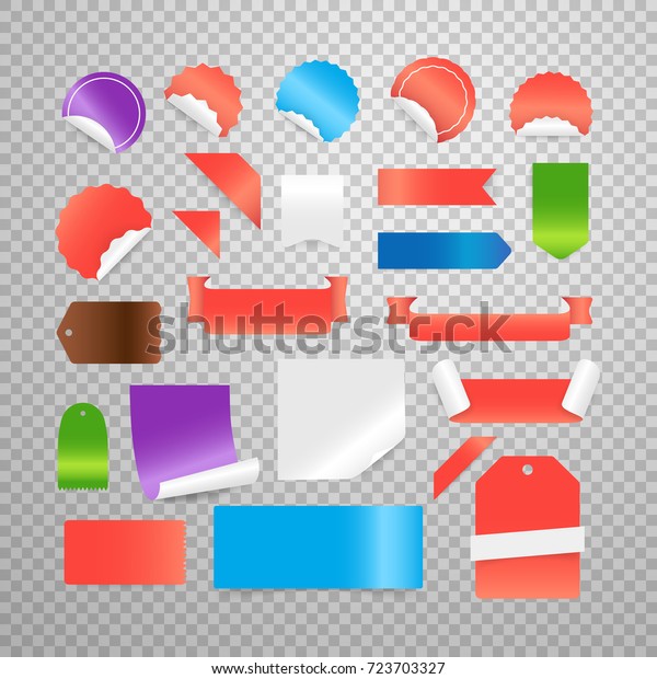 Different Color Paper Stickers Labels Isolated Stock Vector (royalty