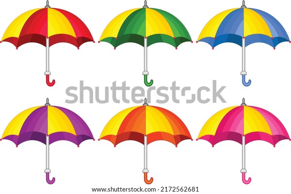 Different Color Umbrellas Set Illustrations Stock Vector (Royalty Free ...