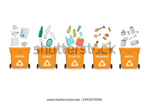 Different Colored Recycle Waste Bins Organic 库存矢量图（免版税）1445019086 | Shutterstock