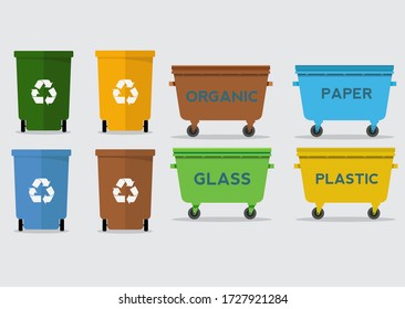 Different Colored Trash Cans Paper Plastic Stock Vector (Royalty Free ...