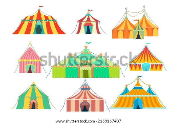 Different Colorful Circus Tents Vector Illustrations 库存矢量图（免版税 ...