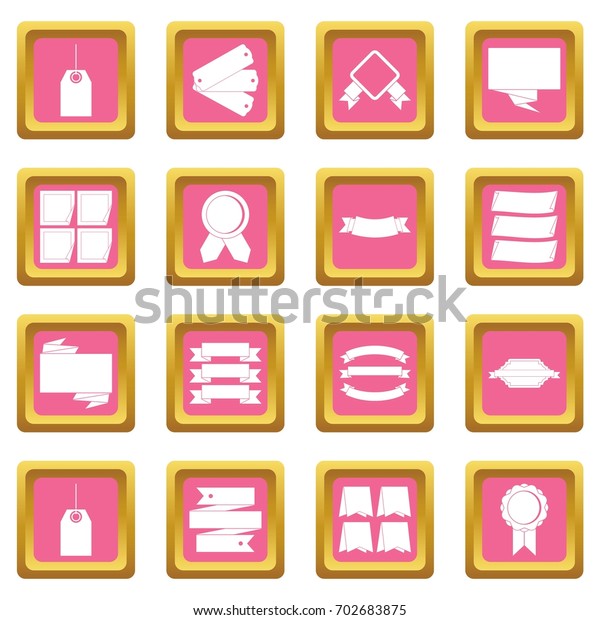 Different Colorful Labels Icons Set Pink Stock Vector (Royalty Free ...