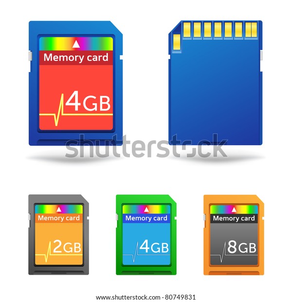 Different Colors Memory Cards Isolated On Stock Vector (Royalty Free ...