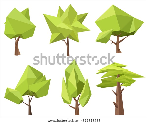 Vektor Stok Different Conceptual Green Trees Angles Vector (Tanpa ...