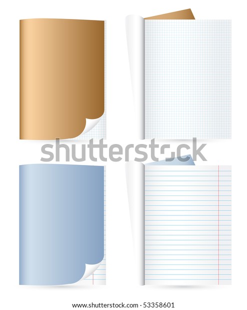Different Copybooks Isolated On White Background Stock Vector (Royalty ...