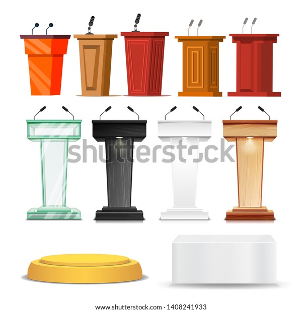 Different Debate Rostrum Podium Set Vector 库存矢量图（免版税）1408241933 ...