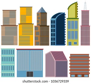 Different Designs Buildings Illustration Stock Vector (Royalty Free ...