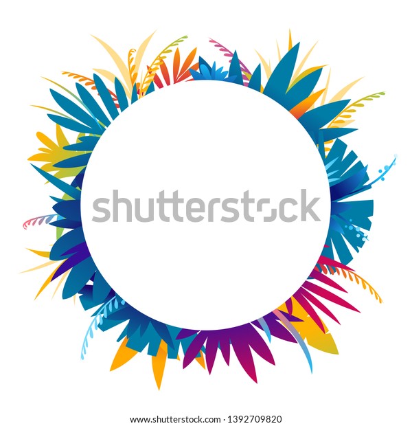 Different Exotic Tropical Plants Circular Composition Stock Vector ...