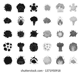 Different Explosions Blackmono Icons Set Collection Stock Vector ...
