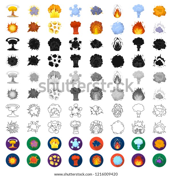 Different Explosions Cartoon Icons Set Collection Stock Vector (Royalty ...