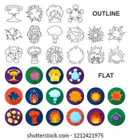 Different Explosions Flat Icons Set Collection Stock Vector (Royalty ...