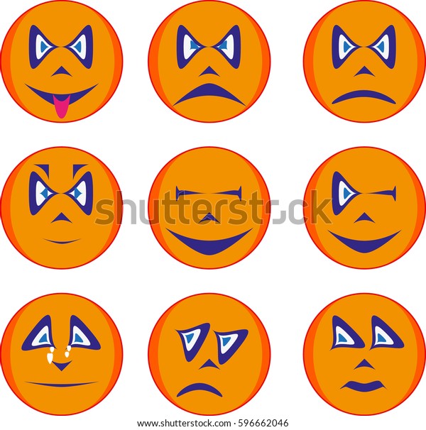 Different Faces Emotions Stock Vector (Royalty Free) 596662046 ...