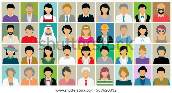 Different Faces People Who Have Both Stock Vector (Royalty Free) 589620332