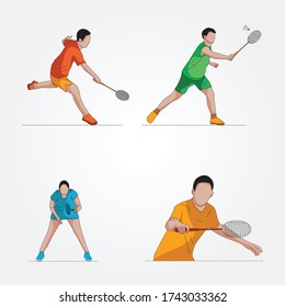Different Female Badminton Player Poses On Stock Vector (Royalty Free ...