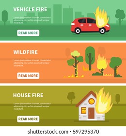 Different Fire Accidents Banners Collection Vector Stock Vector ...