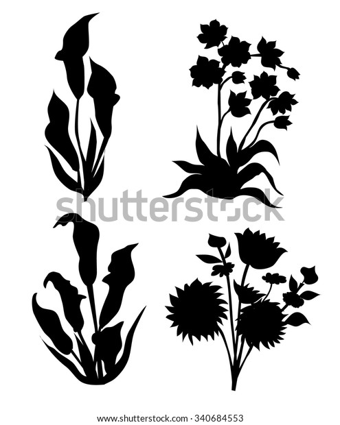 Different Flowers Silhouette Vector Stock Vector (Royalty Free ...