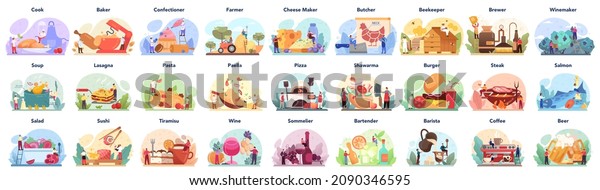 Different Food Set Restaurant Chef Cooking Stock Vector (Royalty Free ...