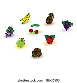 Different Fruits Vector Collection On White Stock Vector (Royalty Free ...