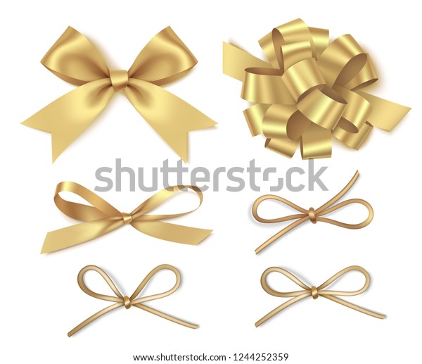 Different Golden Bow Isolated On White Stock Vector (Royalty Free ...