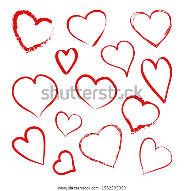 Different Heart Hand Drawn Line Art Stock Vector (Royalty Free ...