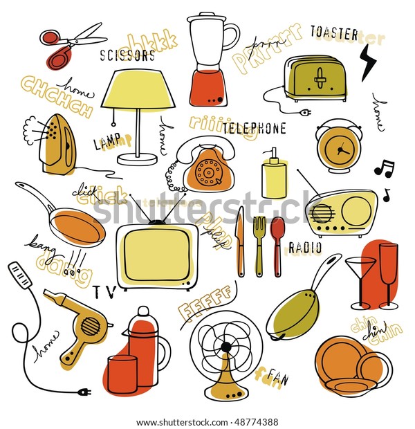 Different Household Items Stock Vector (Royalty Free) 48774388