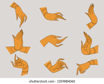 Different Human Hand Positions Color Icons Stock Vector (Royalty Free ...