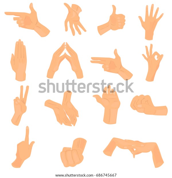 Different Human Hand Positions Color Icons Stock Vector (Royalty Free ...