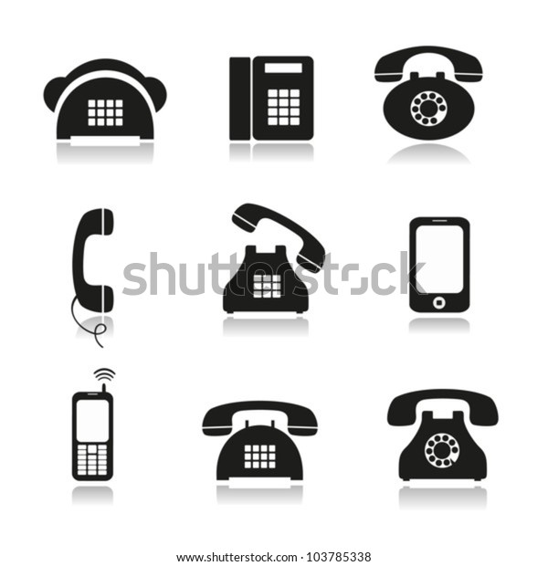 Different icons with phone image of black color. EPS-10 (non ...