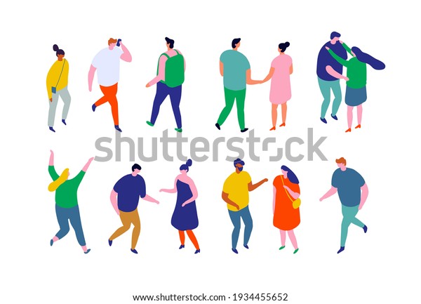 Different Isometric Cartoon People Isolated On Stock Vector (Royalty ...