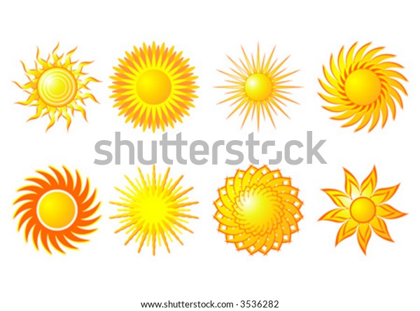 Different Kind Abstract Suns Over White Stock Vector (Royalty Free ...