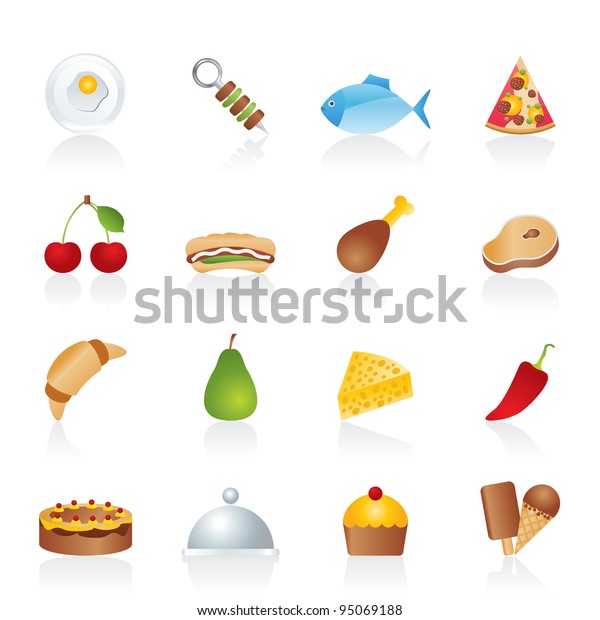 Different Kind Food Icons Vector Icon Stock Vector (Royalty Free ...