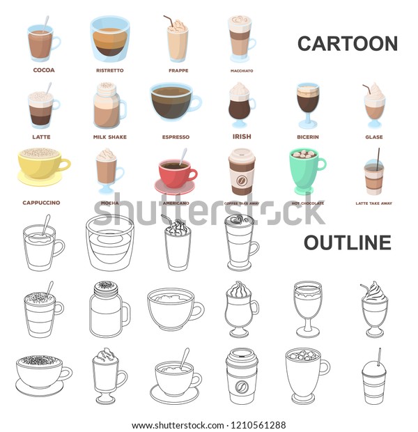 Different Kinds Coffee Cartoon Icons Set Stock Vector (Royalty Free ...