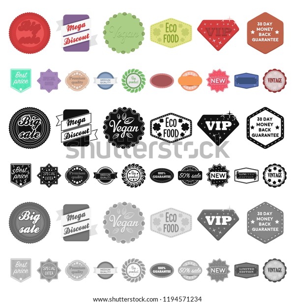 Different Label Cartoon Icons Set Collection Stock Vector (Royalty Free ...