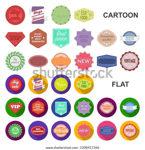 Different Label Cartoon Icons Set Collection Stock Vector (Royalty Free ...