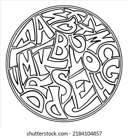 Different Letters Random Arrangement Circle Coloring Stock Vector ...