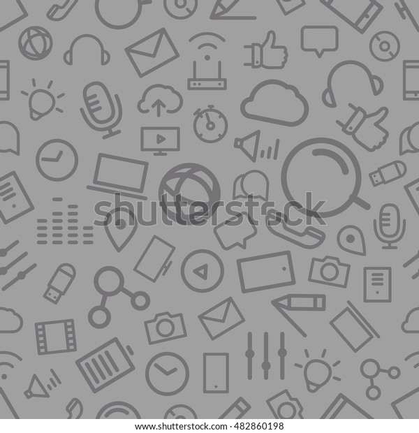 Different Line Style Icons Seamless Pattern Stock Vector (Royalty Free ...