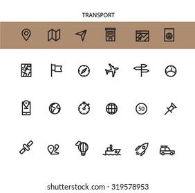 Different Line Style Icons Set Transport Stock Vector (Royalty Free ...