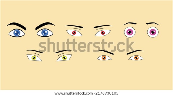 Different Male Eye Vector Designs Animation: เวกเตอร์สต็อก (ปลอดค่า ...