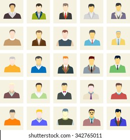Different Male Faces Flat Style Vector Stock Vector (Royalty Free ...