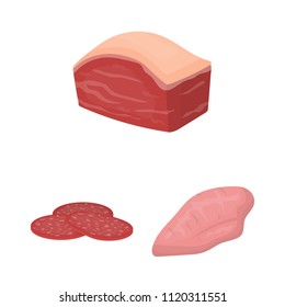 Different Meat Cartoon Icons Set Collection Stock Vector (Royalty Free ...