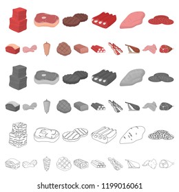 Different Meat Cartoon Icons Set Collection Stock Vector (Royalty Free ...